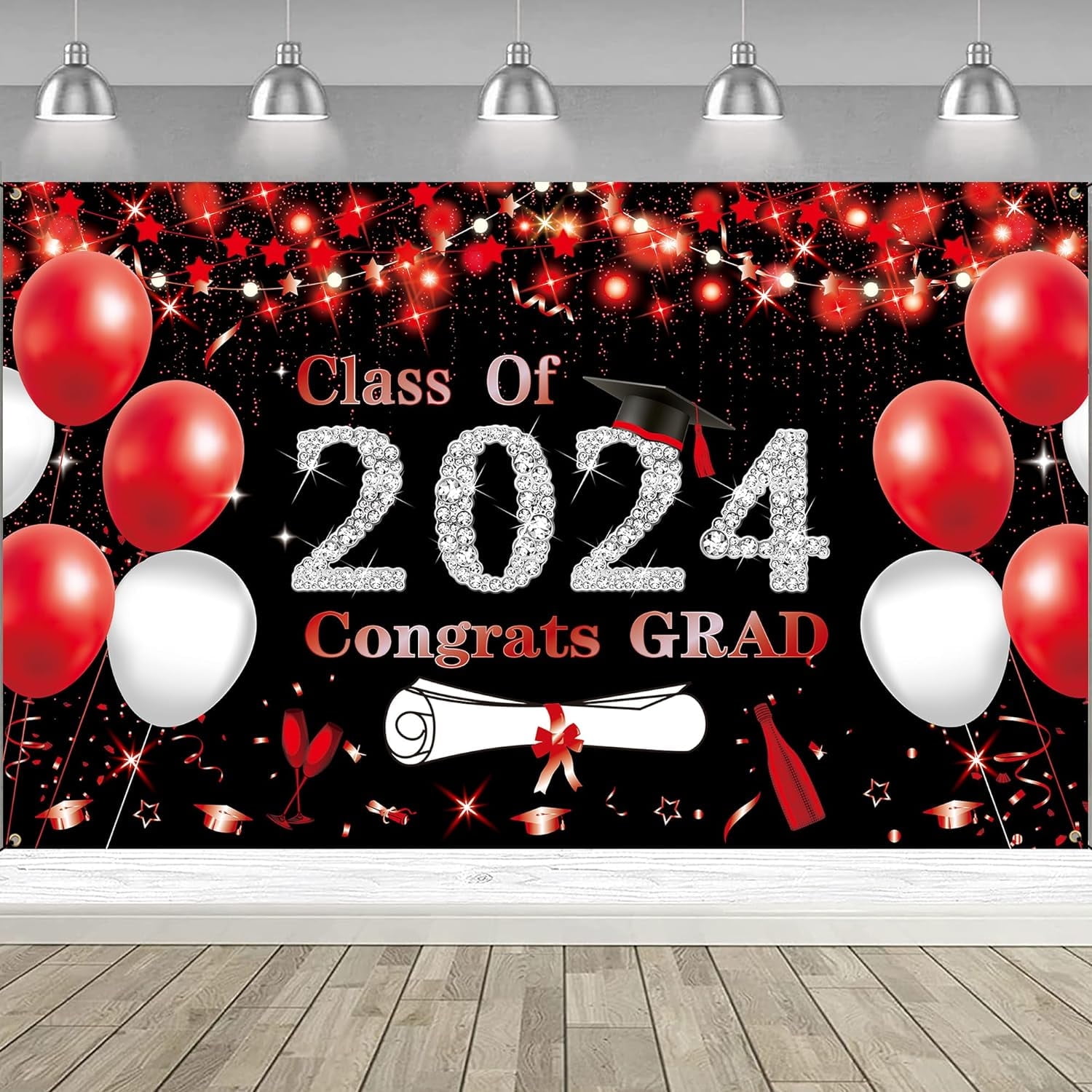 Black Red Graduation Party Decorations, Red Class of 2024 Graduation ...