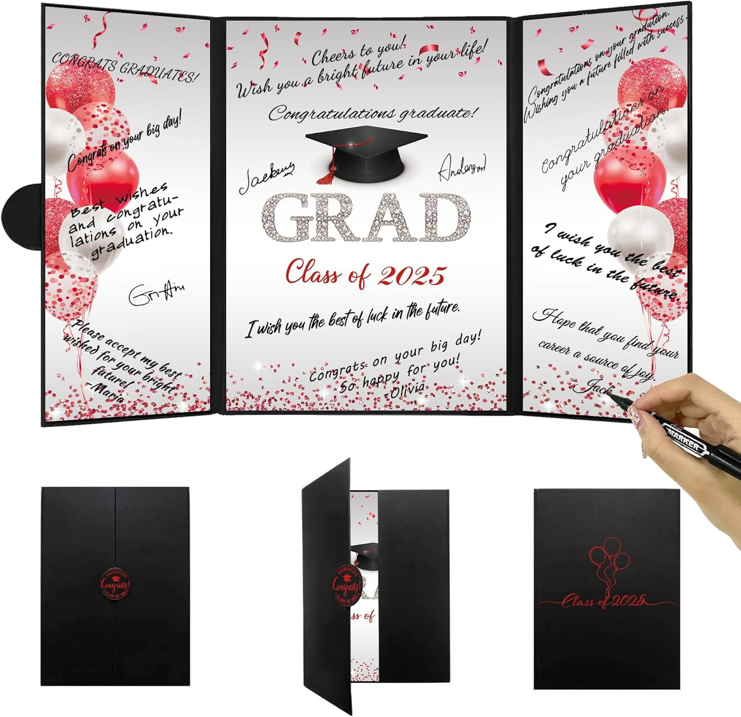 Black and Red Graduation Party Decorations, Red Class of 2025 ...