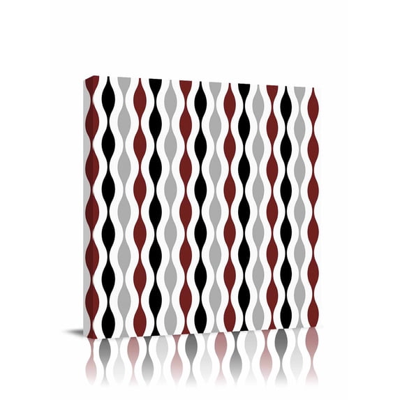 Black Red Gray Canvas Wall Art, Medieval Print Waves Geometric Framed ...