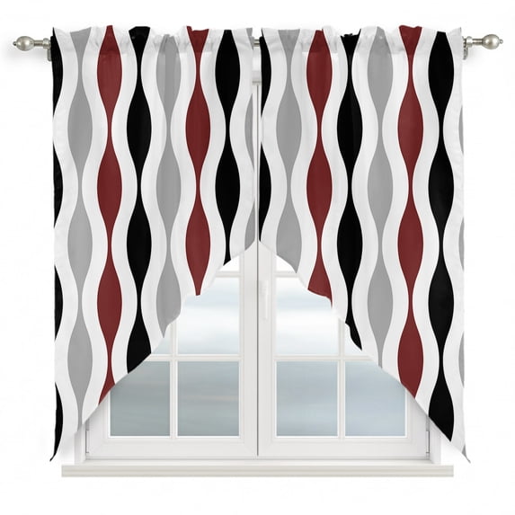 Black Red Gray Swag Valances for Windows 45 inches Long, Medieval Print ...