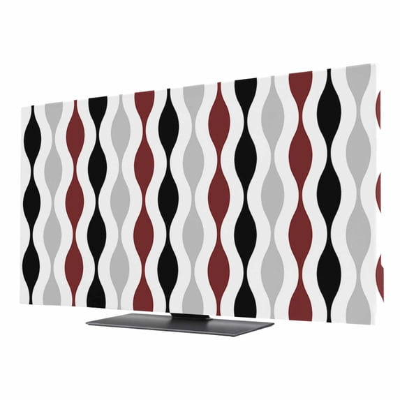 Black Red Gray TV Dust Cover 50 Inch, Medieval Print Waves Geometric ...