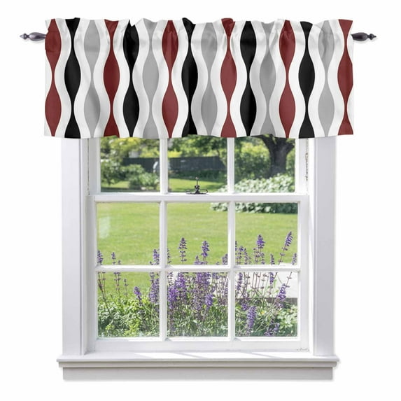 Black Red Gray Valances for Windows, Medieval Print Valance Window ...