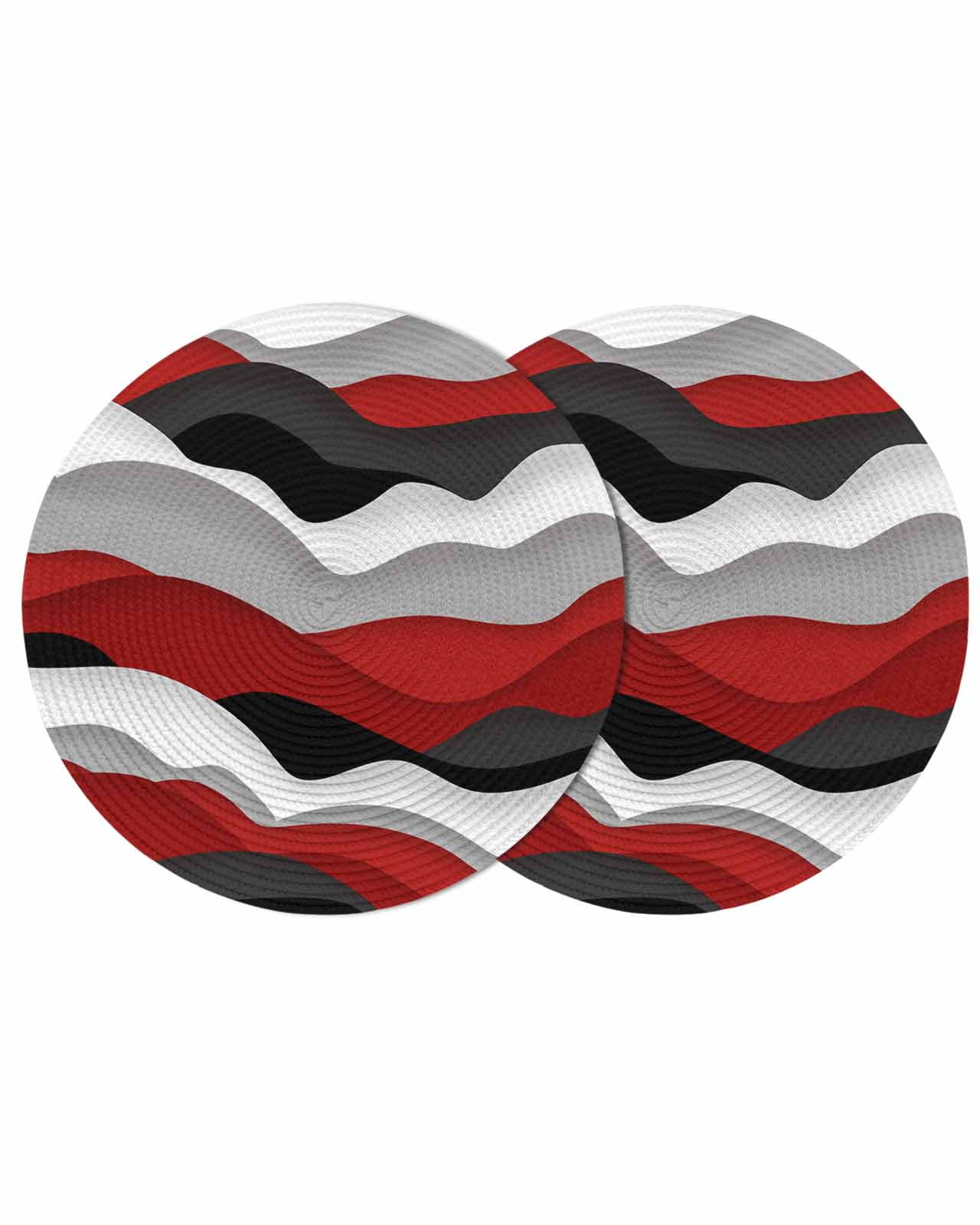 Black Red Grey Gradient Waves Round Table Placemats set of 2, Abstract ...