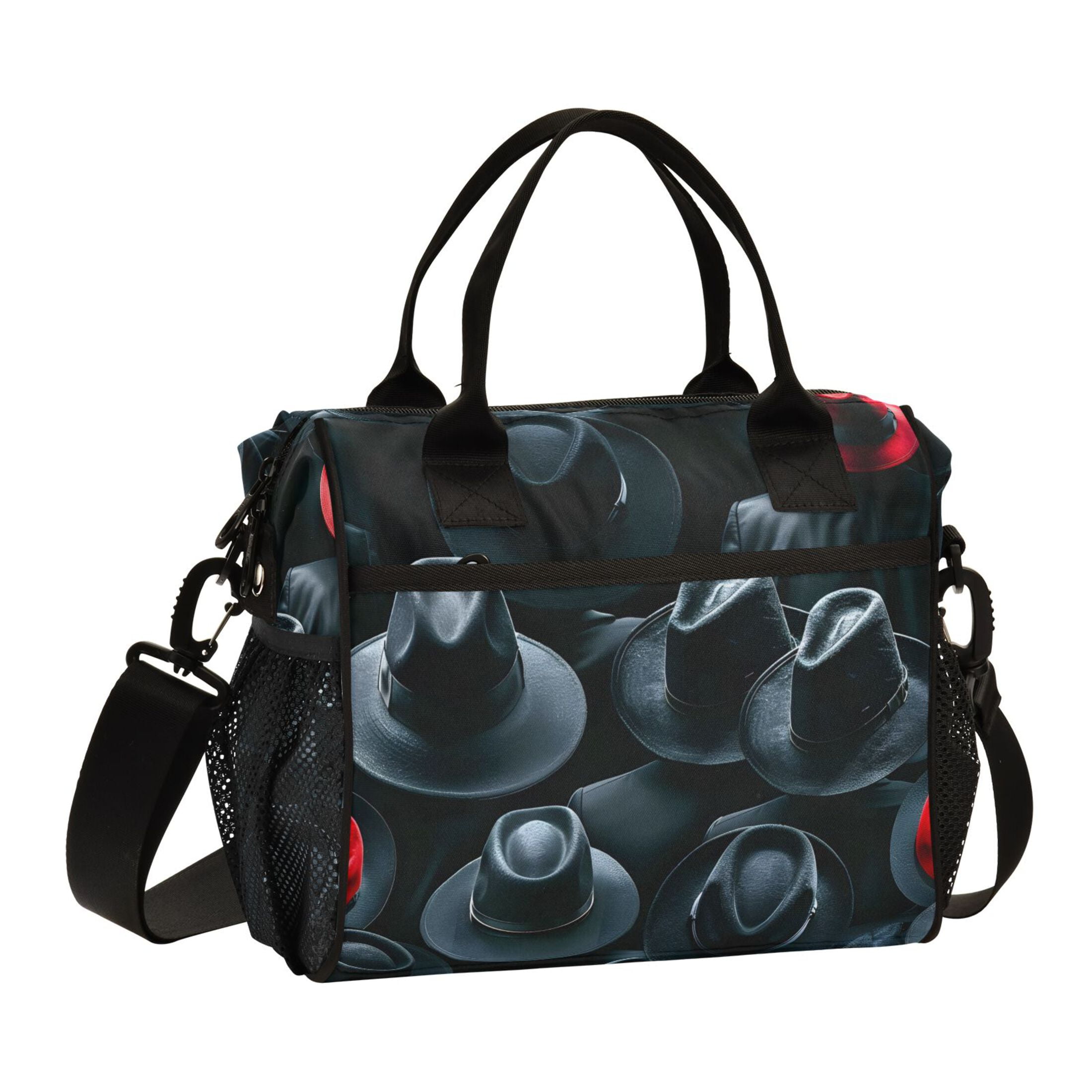 Black Red Hat Lunch Bag Insulated Lunch Box Leakproof Reusable Cooler ...