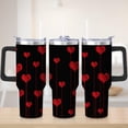 Black Red Heart Pattern Stainless Steel Tumbler, 30oz - Walmart.com