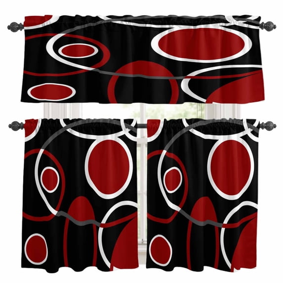 Black Red Kitchen Curtains, Kitchen Curtains and Valances Set of 3 ...