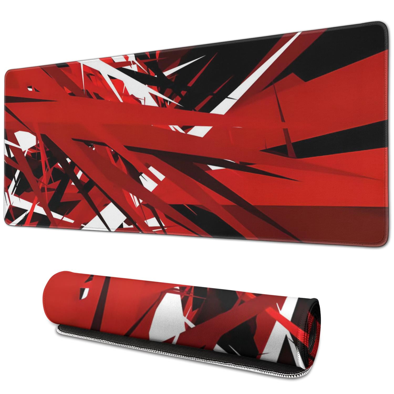 Black Red Large Gaming Mouse Pad (31.5x11.8 inch) - Ideal Desk Pad with ...