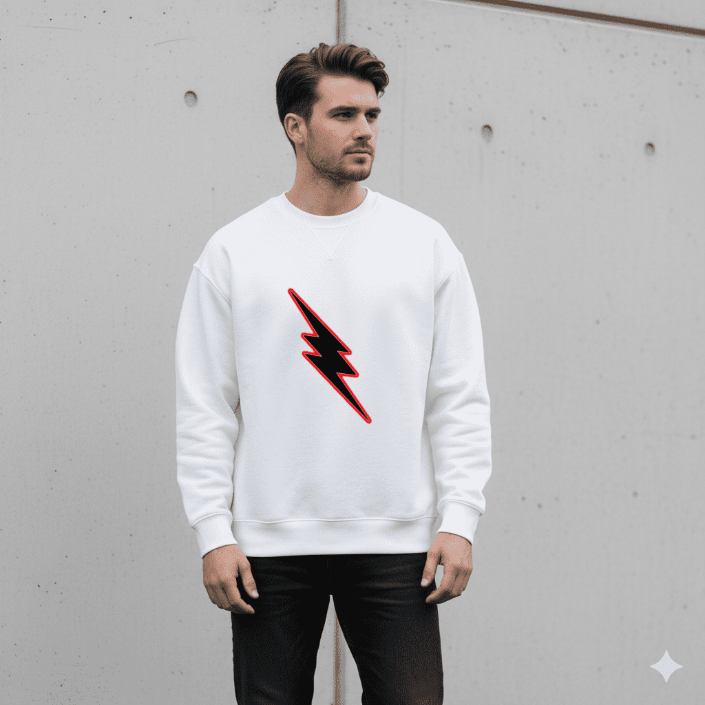 Black Red Lightning Bolt Energy Strike Retro Cartoon Inspired Graphic ...
