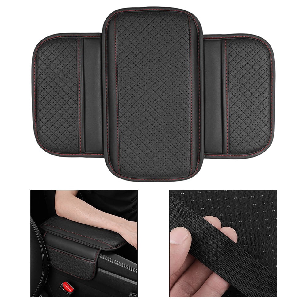 Black Red Line Check Leather Car Interior Armrest Pad - Walmart.com