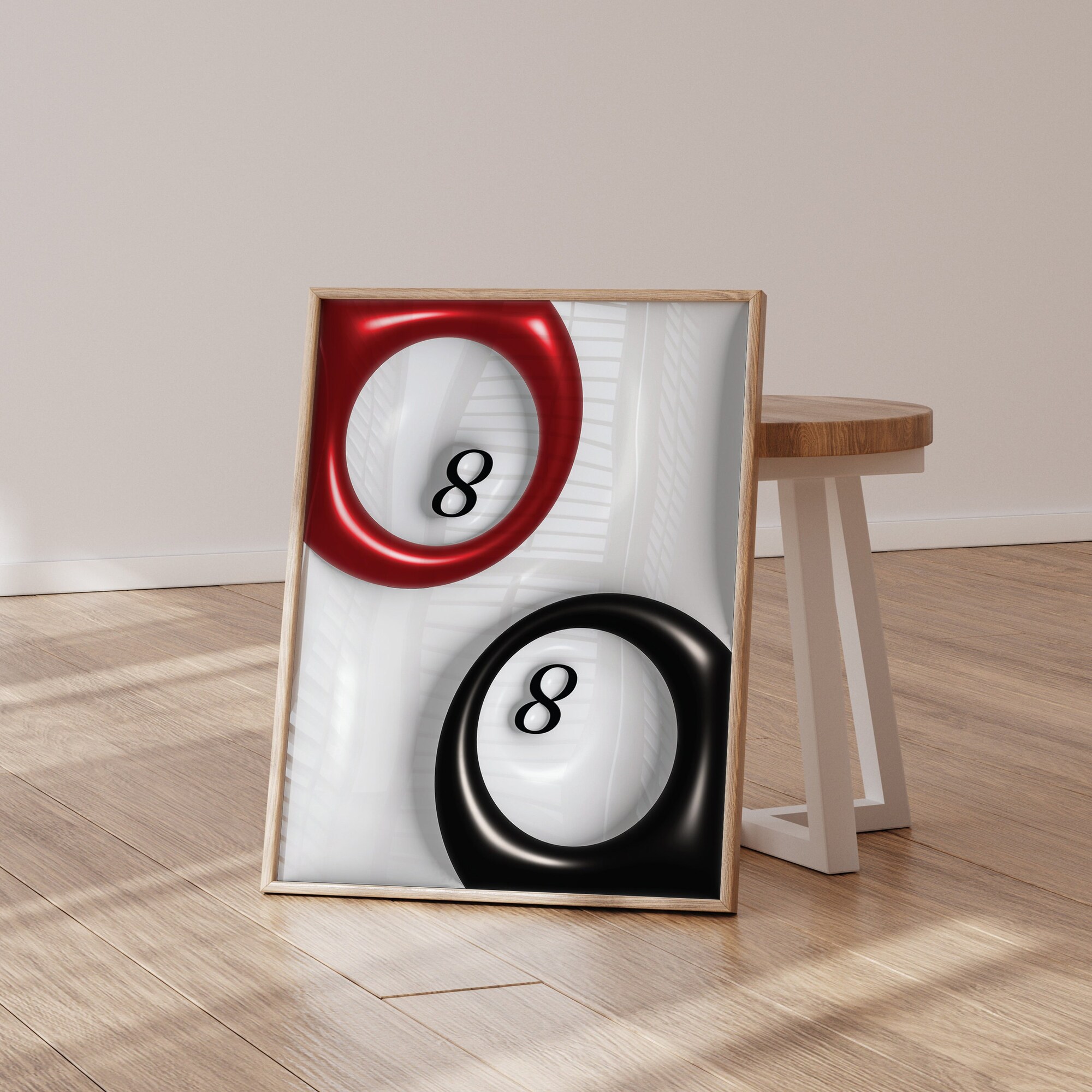 Black And Red Lucky8 Ball Art Psychedelic Print Circle Red Wall Art ...