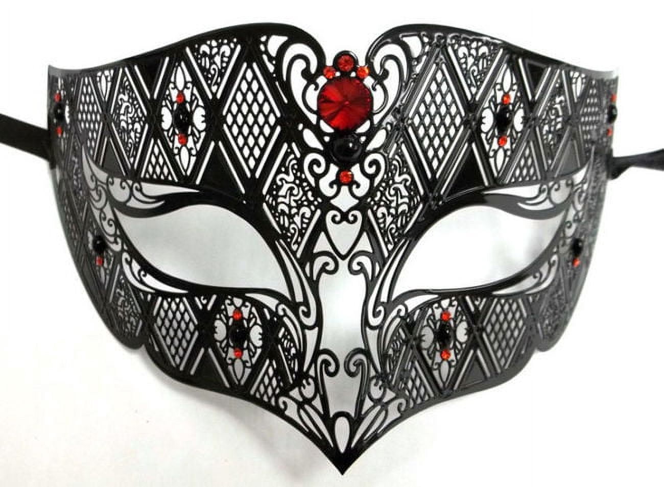 Black Red Male Diamond Design Laser Cut Venetian Masquerade Metal Mask ...