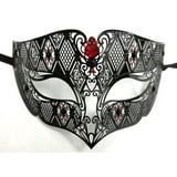 Black Red Male Diamond Design Laser Cut Venetian Masquerade Metal Mask ...