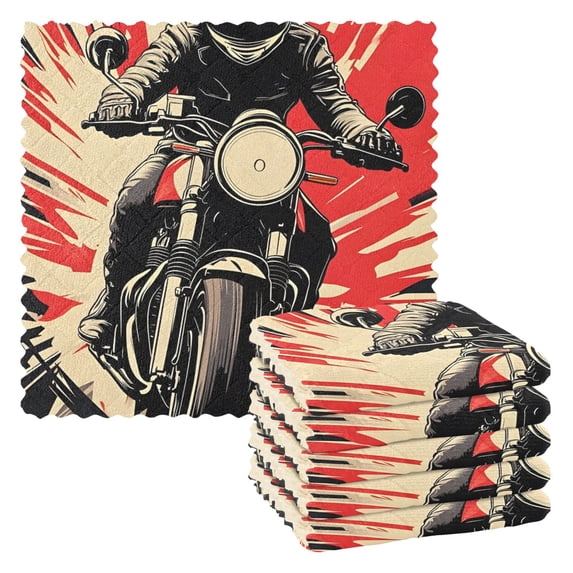 Black Red Motorcycle Kitchen Cloth Dish Towels for Drying Washing ...