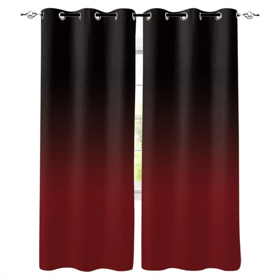 Black Red Ombre Blackout Curtains 84 Inches Long, Modern Abstract Art ...