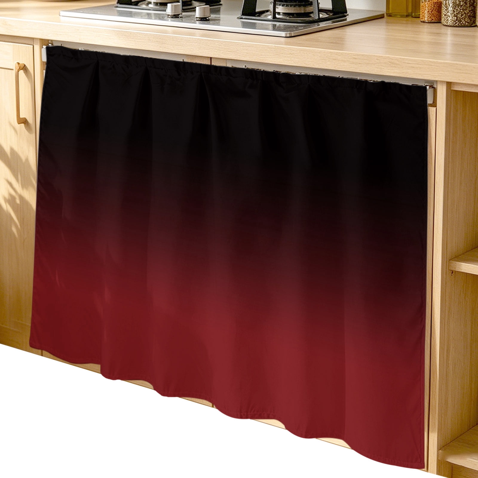 Black Red Ombre Cabinet Curtains 35"W x 35"L,Dustproof Sink Skirt ...