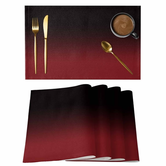 Black Red Ombre Placemats Set of 2, Cotton Linen Fabric Place Mats ...