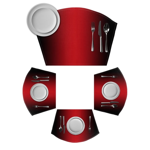 Black Red Ombre Round Table Placemats Set of 6 Wedge Placemats, Modern ...