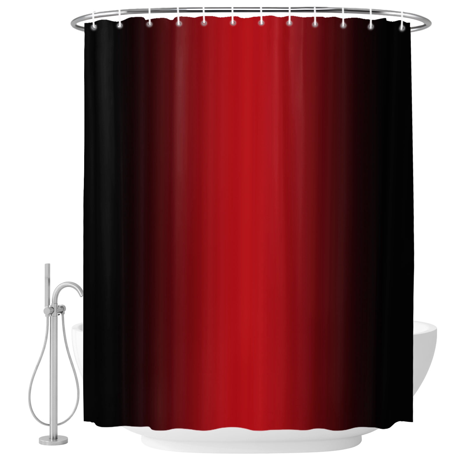 Black Red Ombre Shower Curtain Set - Standard 72" x 72" Washable ...