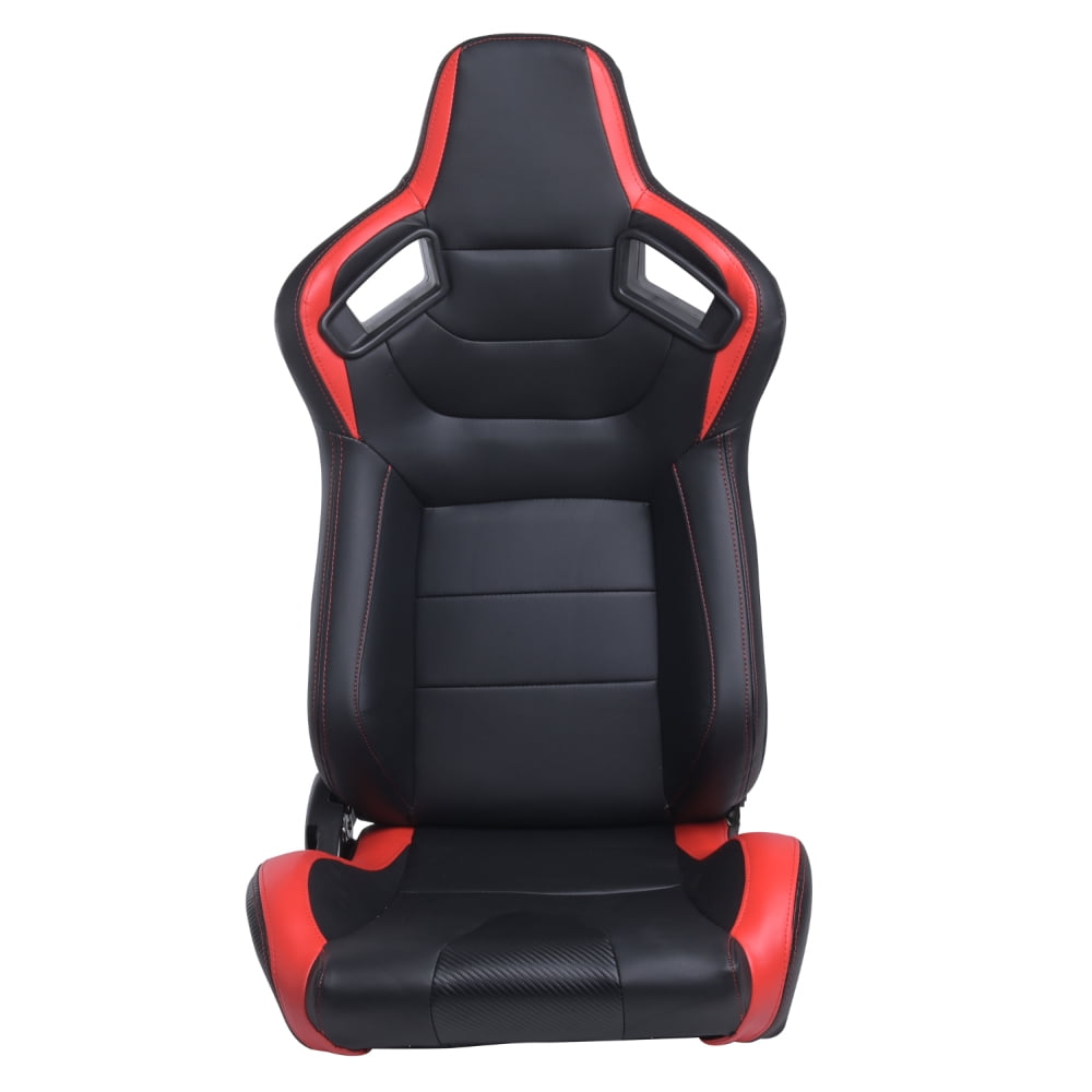 Black Red PVC Leather Racing Seats Double Sliders 2-Piece Set - Walmart.com