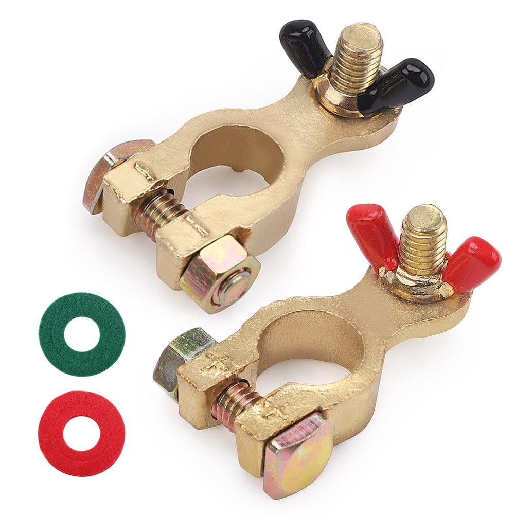 Black Red Pair Brass Battery Terminal Clamp Set Positive Negative M8 ...