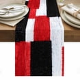 Black Red Patchwork Cotton Linen Table Runner Modern Abstract Red Black ...