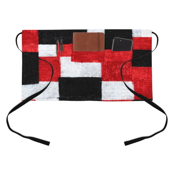 Black Red Patchwork Kitchen Restaurant Half Waist Apron, Modern ...