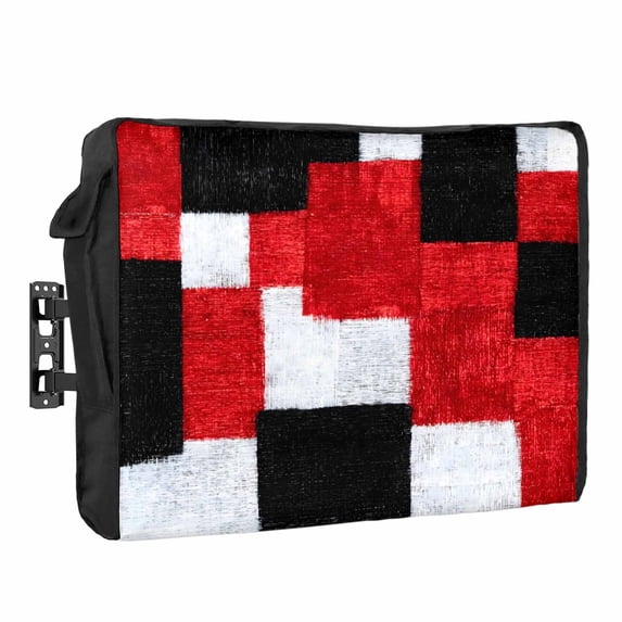 Black Red Patchwork Outdoor TV Cover Modern Abstract Red Black White ...