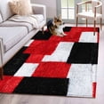 Black Red Patchwork Washable Area Rug 3x5 Modern Abstract Red Black ...