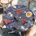 Black Red Pink Goldfish Round Fitted Tablecloth with Elastic Edge ...