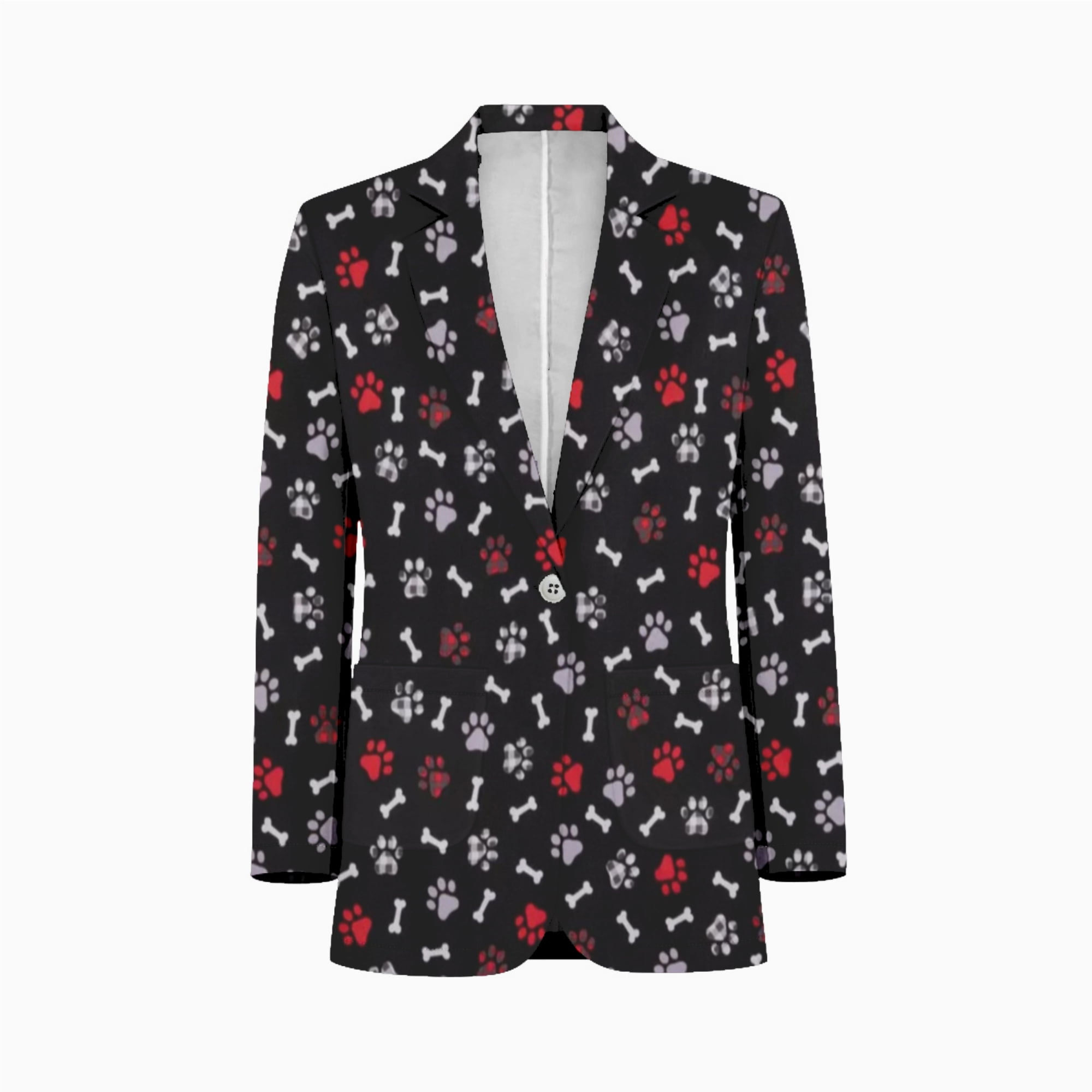 Black & Red Plaid Paw Prints Men Blazers Slim Clothing Summer Jacket ...