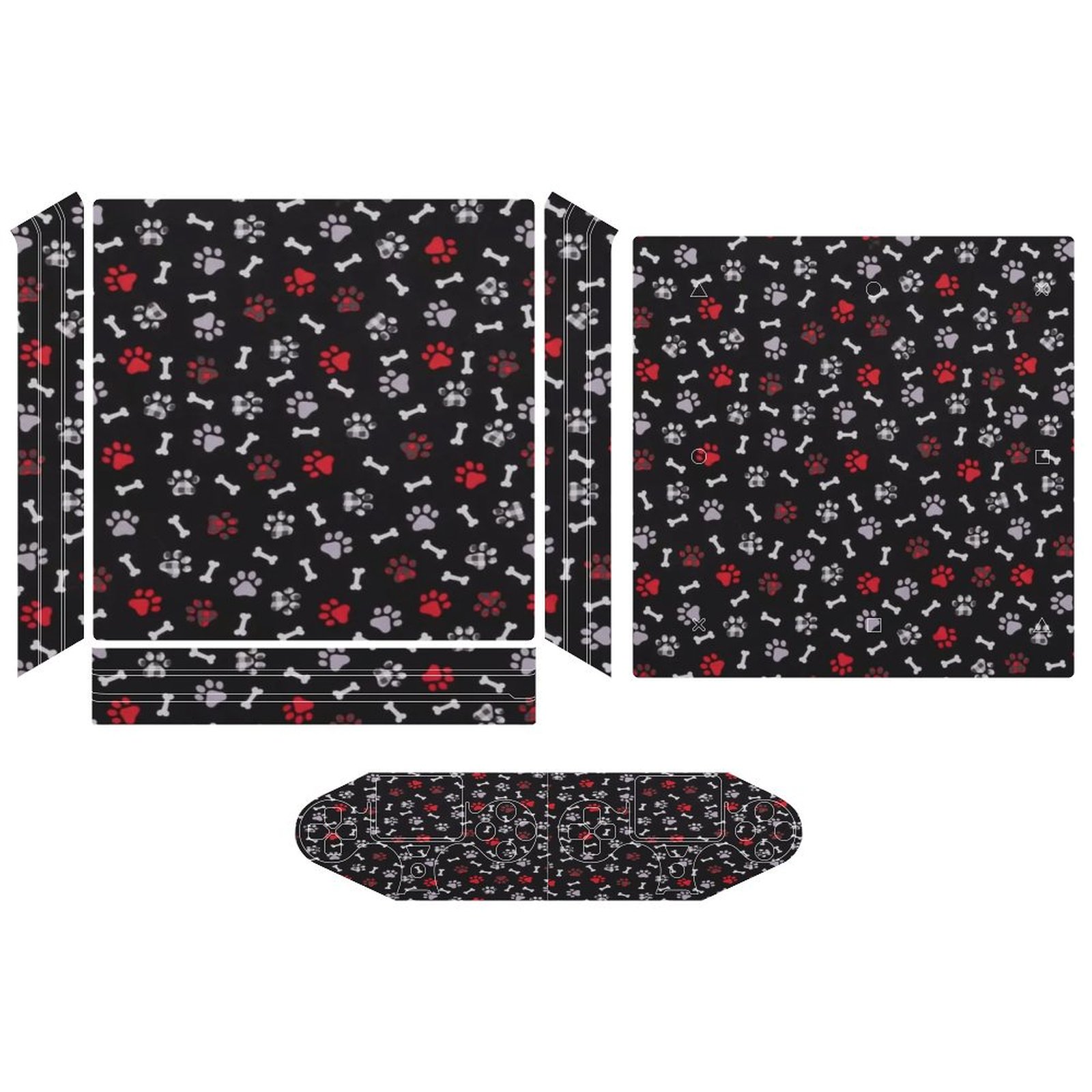 Black & Red Plaid Paw Prints PS4/PS4 Pro/PS4 Slim Skin Sticker For ...