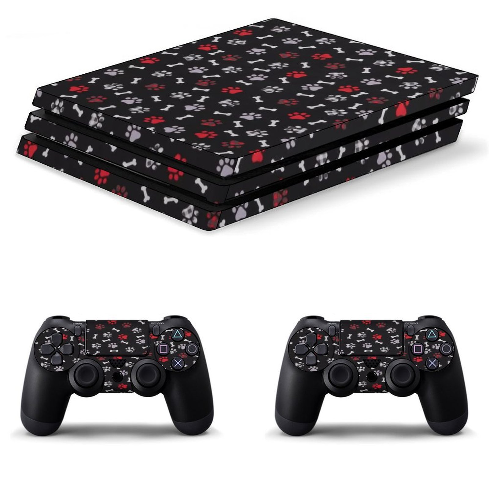 Black & Red Plaid Paw Prints PS4/PS4 Pro/PS4 Slim Skin Sticker For ...