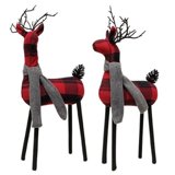 Black Red Plaid Standing Deer w/Scarf - Walmart.com