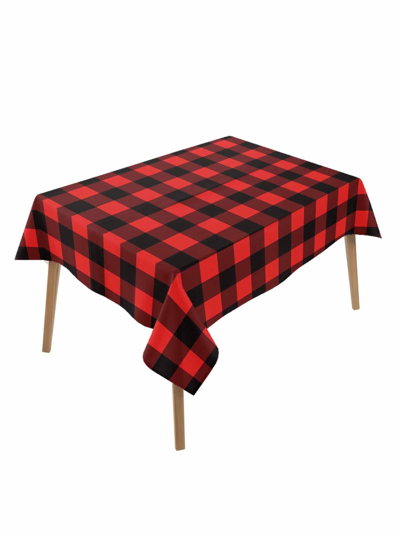 Black Red Plaid Table Cloth, Vintage Rustic Buffalo Checked Gingham ...