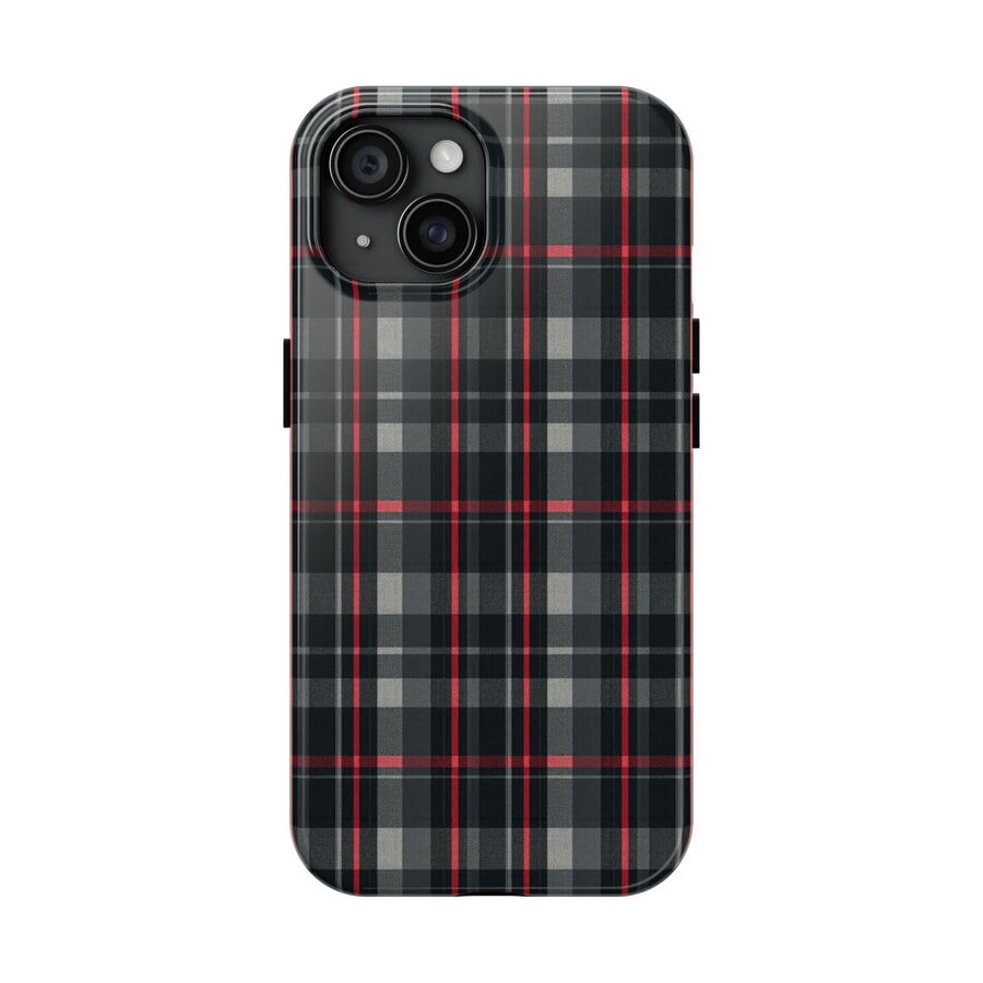 Black Red Plaid Tartan Style Case for iPhone 11 12 13 14 15 16 17 Pro ...