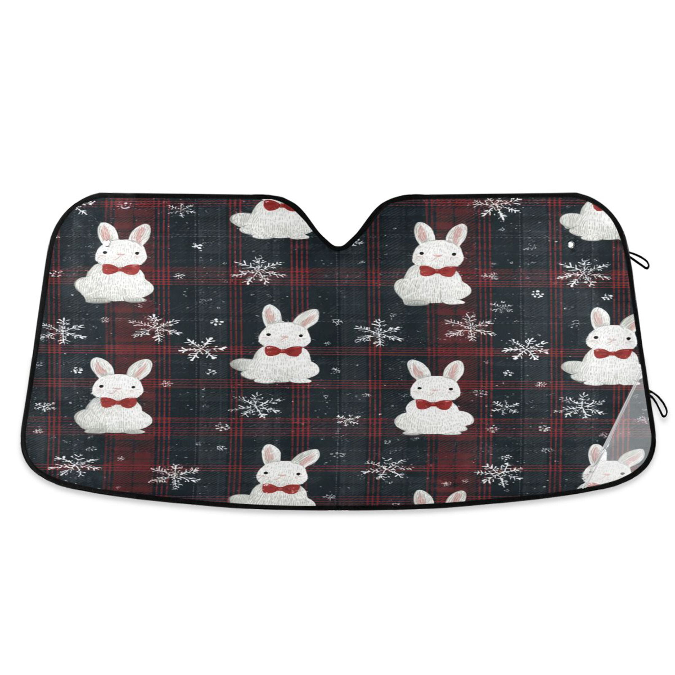 Black Red Plaids White Rabbits Christmas Windshield Sun Shade ...