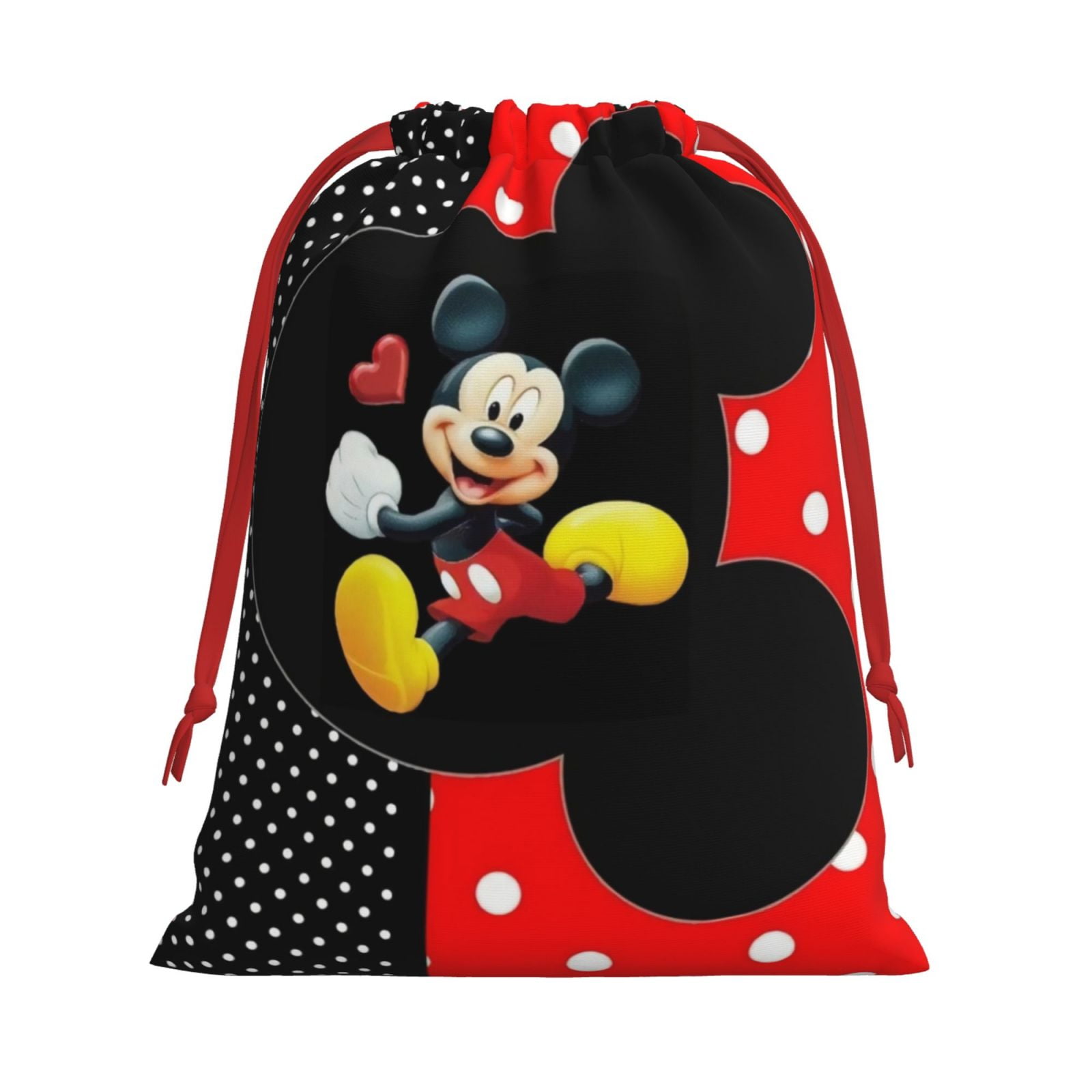 Black Red Polka Dots Mickey Mouse Drawstring Bag For Kids Adults Gifts ...