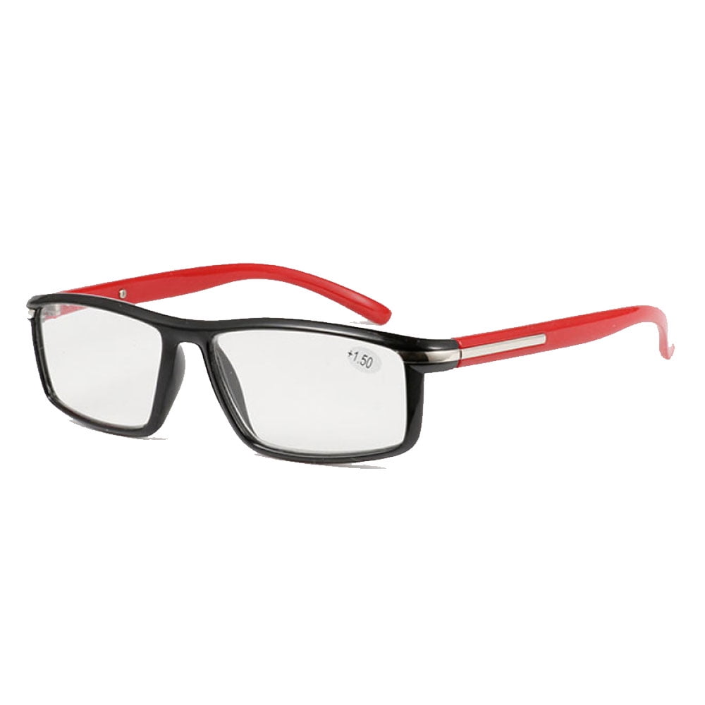 Black Red Resin Classic Reading Glasses 4.00, Plastic Rectangle Sport ...