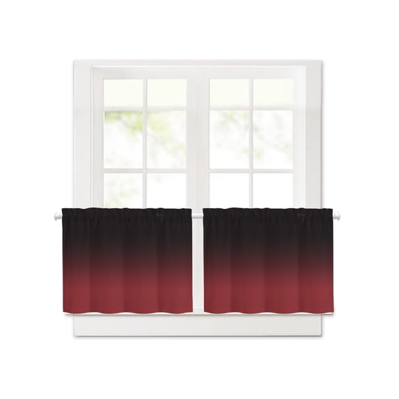 Black Red Short Blackout Curtains 24 Inch Long,Ombre Art Rod Pocket ...