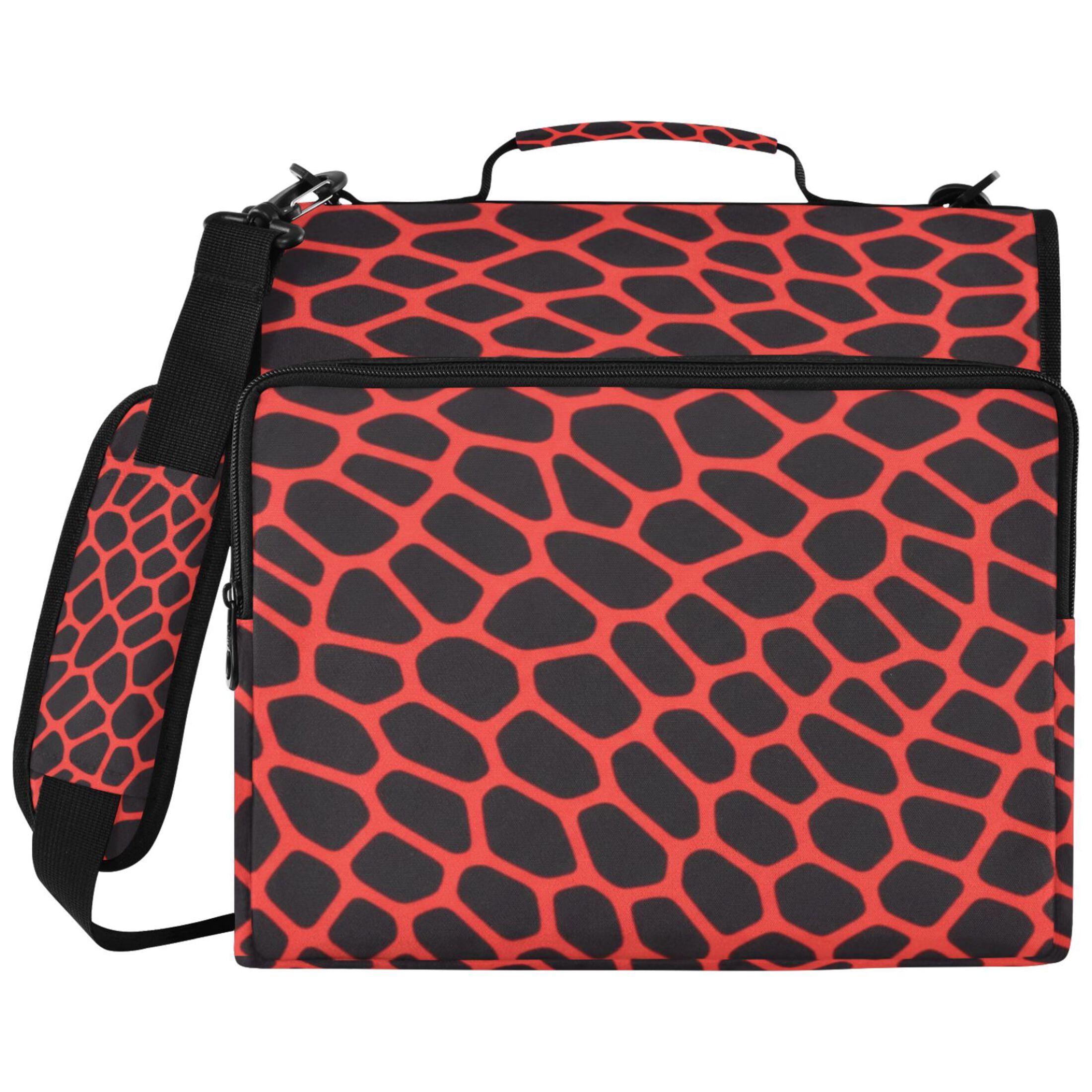 Black Red Snake Skin 3 Ring Binder Bag Zipper Binder Organizer with 14 ...