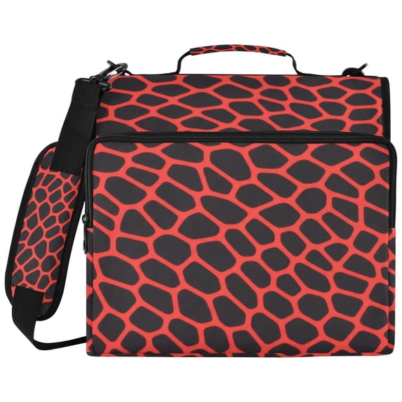 Black Red Snake Skin 3 Ring Binder Bag Zipper Binder Organizer with 14 ...