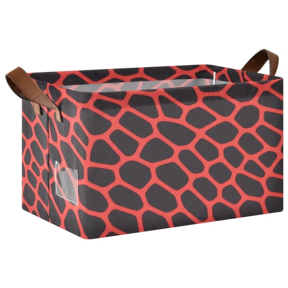 Black Red Snake Skin Collapsible Storage Bin Open Home Shelf Basket ...