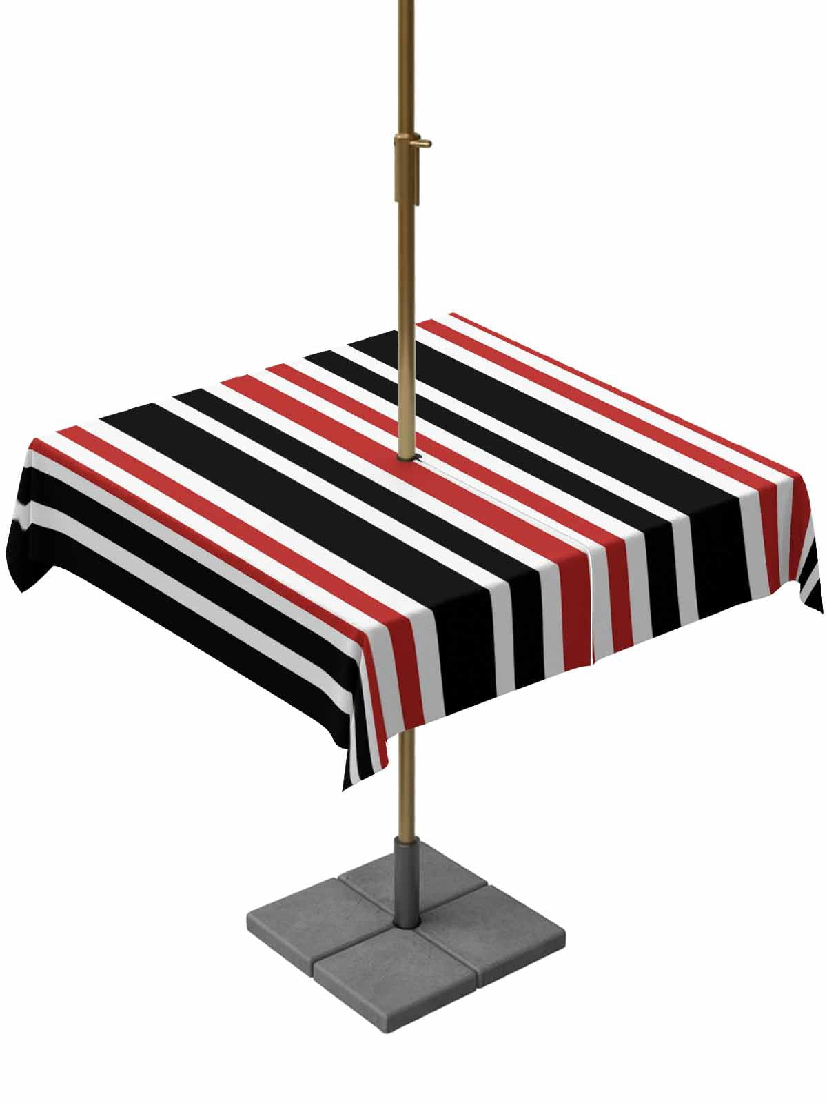 Black Red Square Outdoor Tablecloth with Umbrella Hole Stripe ...
