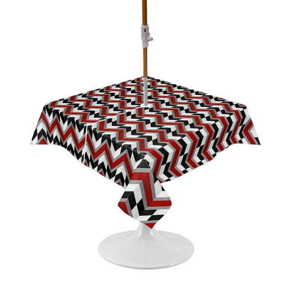 Black Red, Square Outdoor Tablecloth, Waterproof Table Cloth Cover with ...
