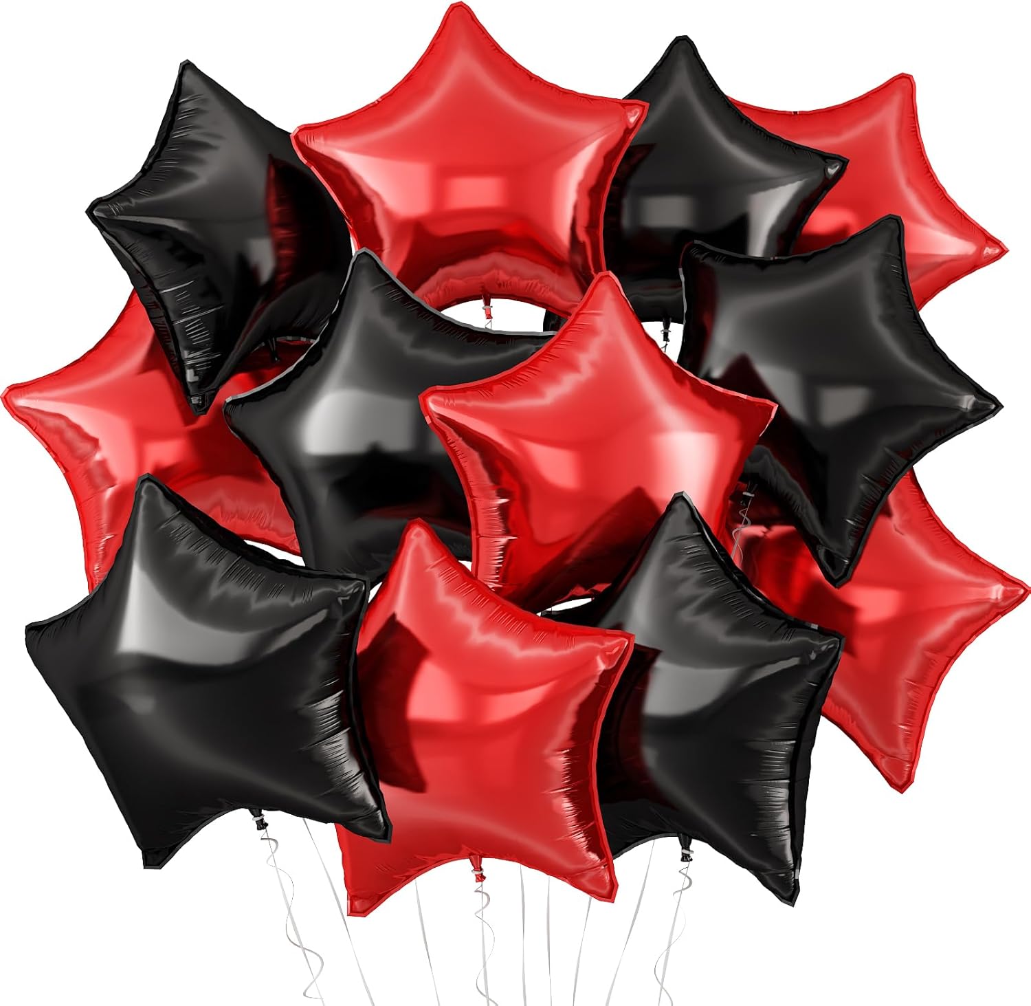 Black Red Star Balloons,12Pcs Black Star Shaped Foil Balloons,18Inch ...