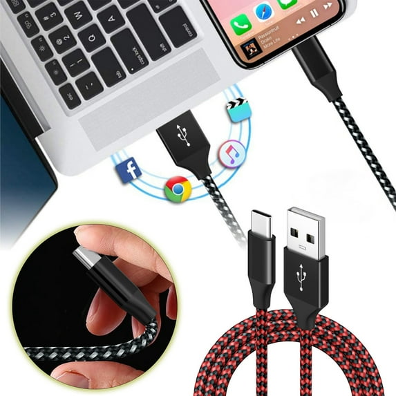 Black Red "Stay Connected: Type C Data For And Android Devices With ...