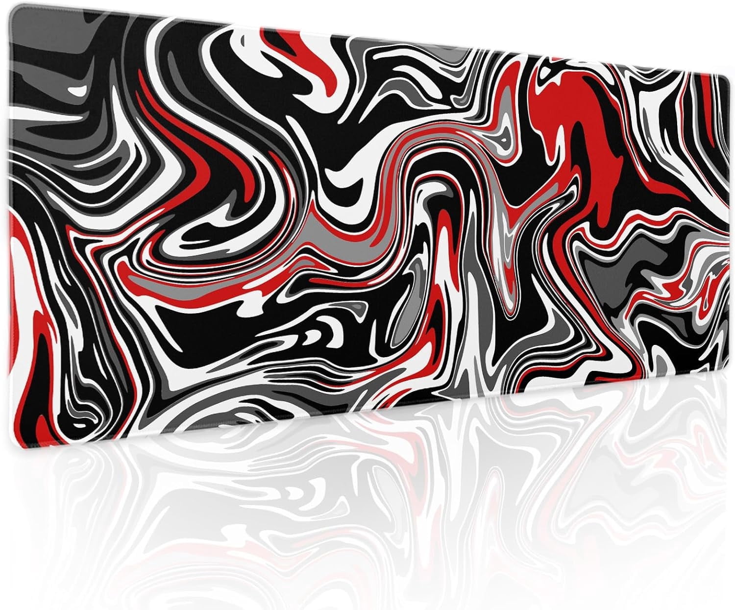 Black Red Swirl Gaming Mouse Pad XL Gray Marble Grey Fluid Design ...
