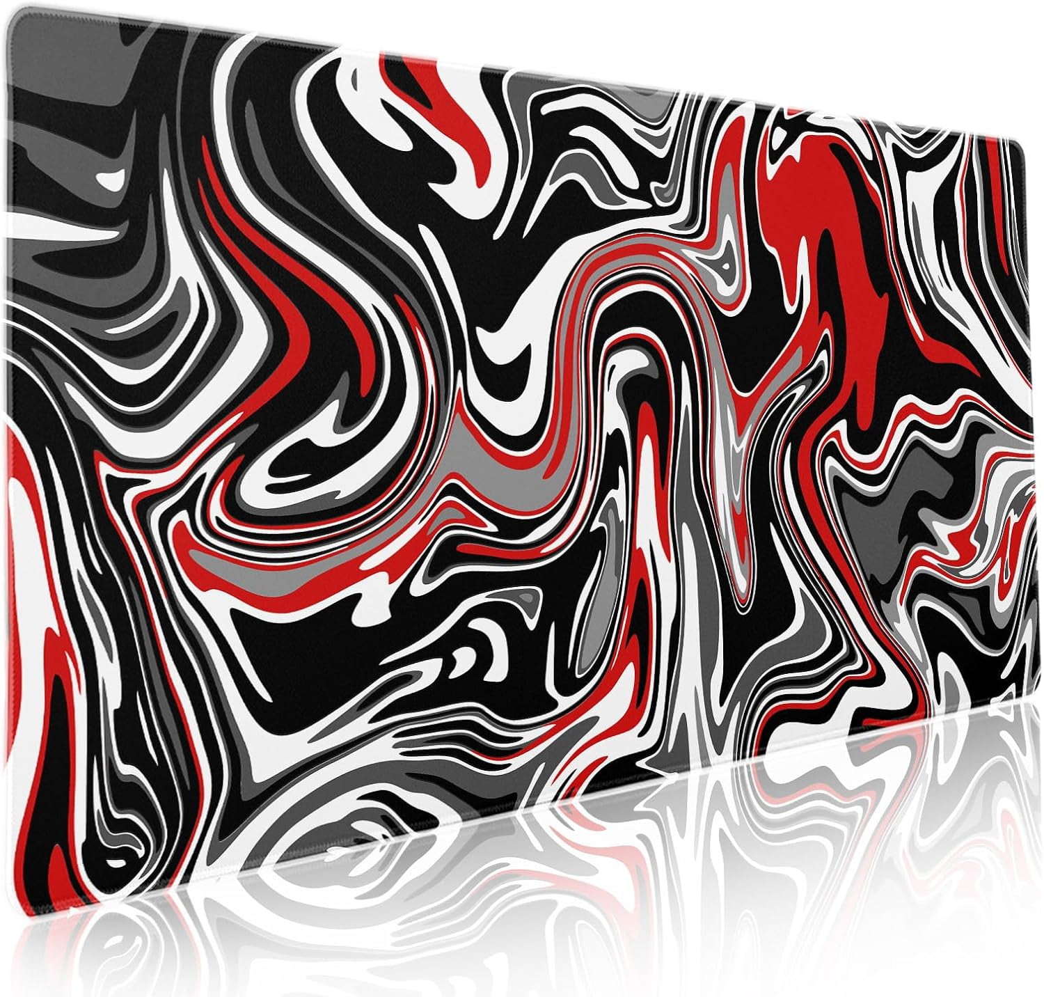 Black Red Swirl Gaming Mouse Pad XXL Gray Marble Grey Fluid Design ...