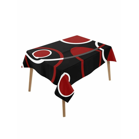Black Red Table Cloth, White Circle Geometric Abstract Texture ...
