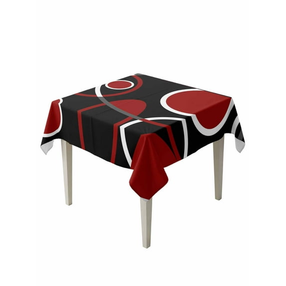 Black Red Table Cloth, White Circle Geometric Abstract Texture ...